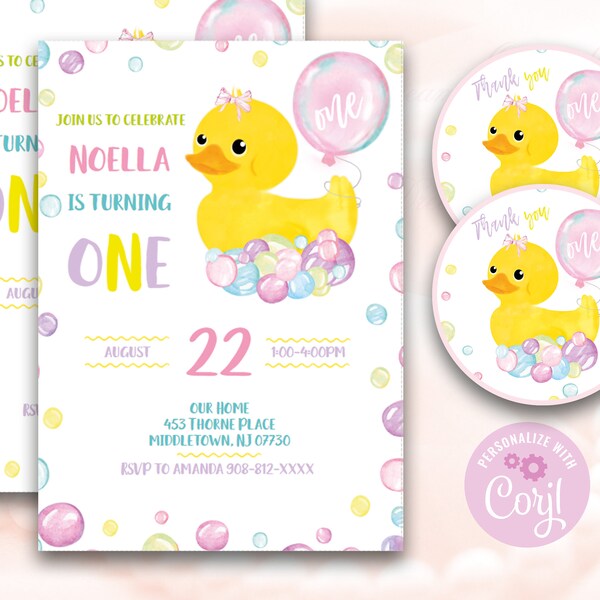 Rubber Duck Girl Birthday Invitation - Etsy