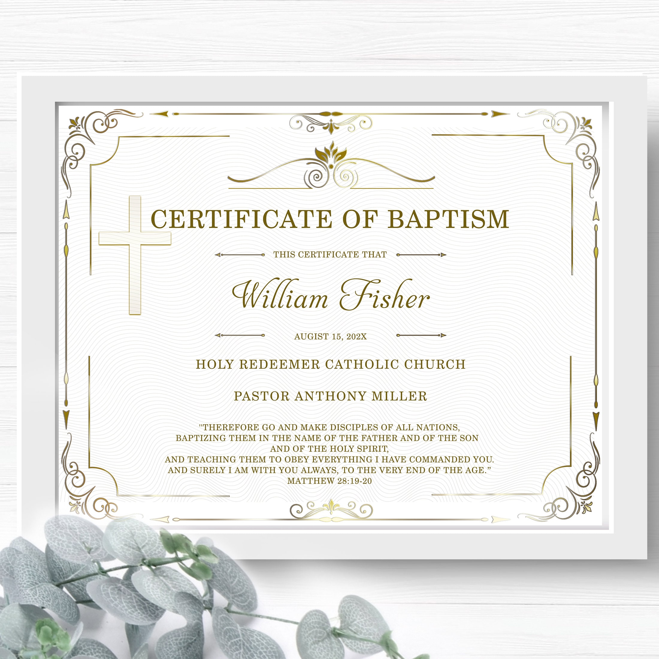 Baptism Certificate Templates, Personalized Catholic Baptism Gifts ...