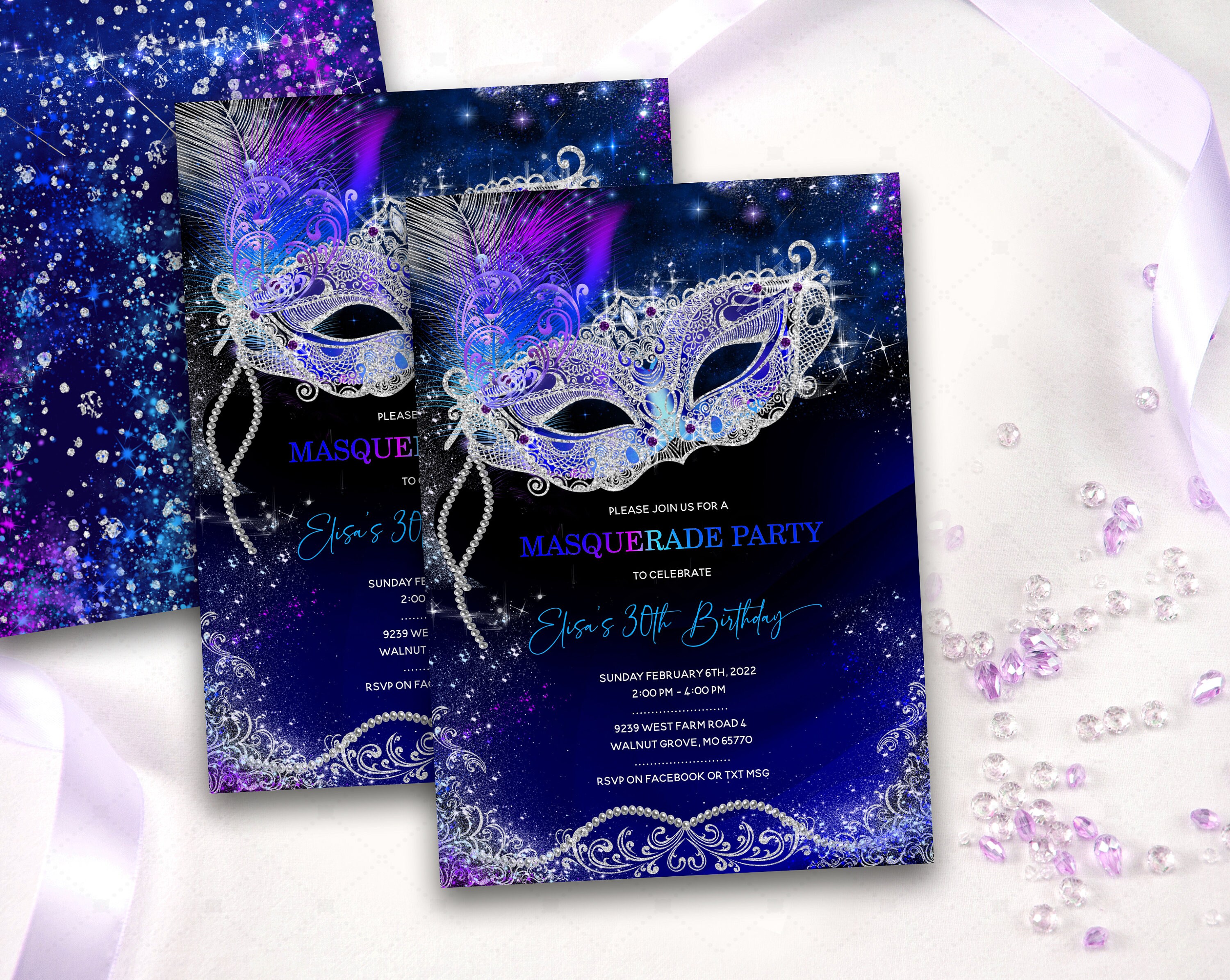 Editable Themes for Masquerade Party Birthday Masquerade - Etsy