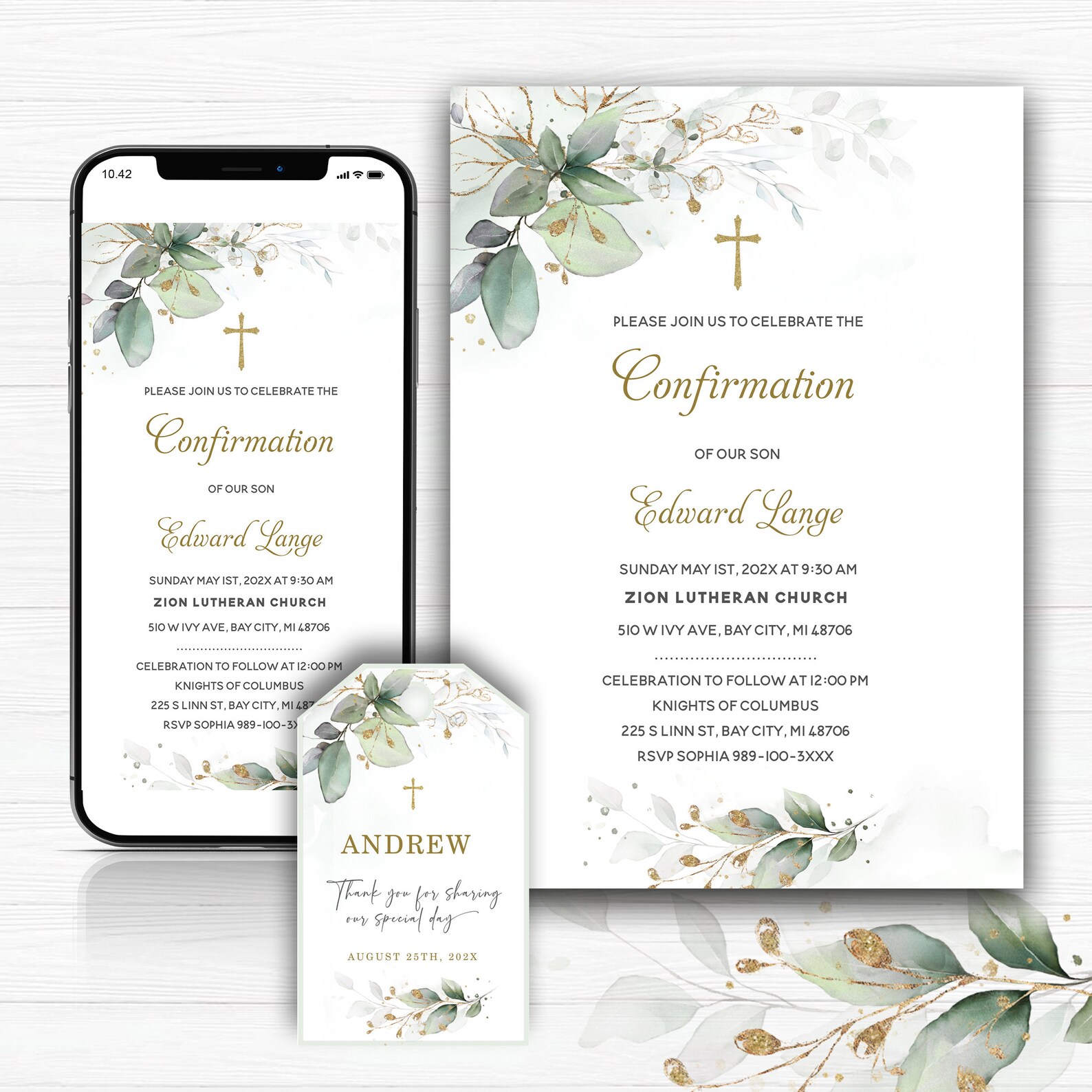 Printable Catholic Confirmation Invitation Cards, Confirmation Invite ...