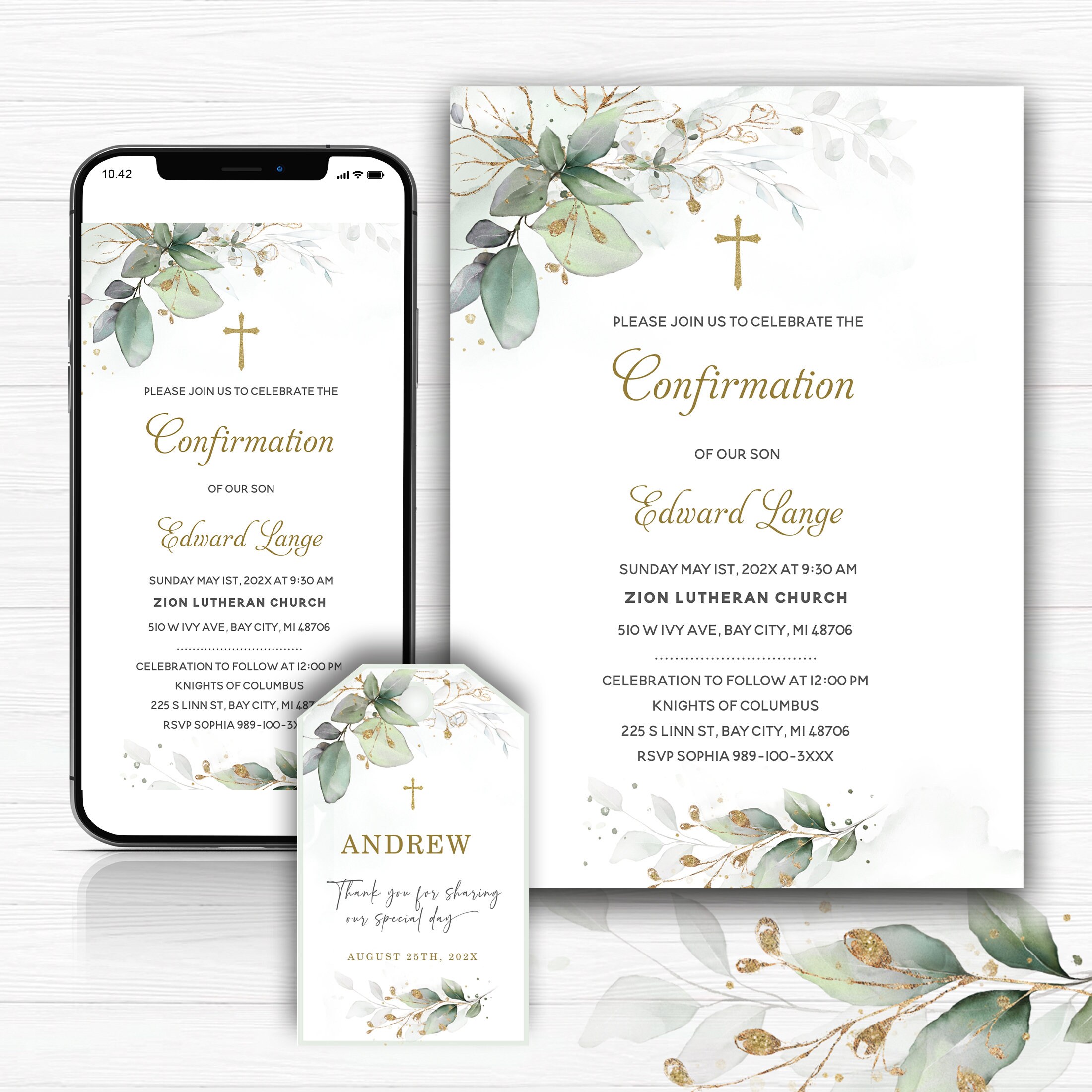 Printable Catholic Confirmation Invitation Cards, Confirmation Invite ...