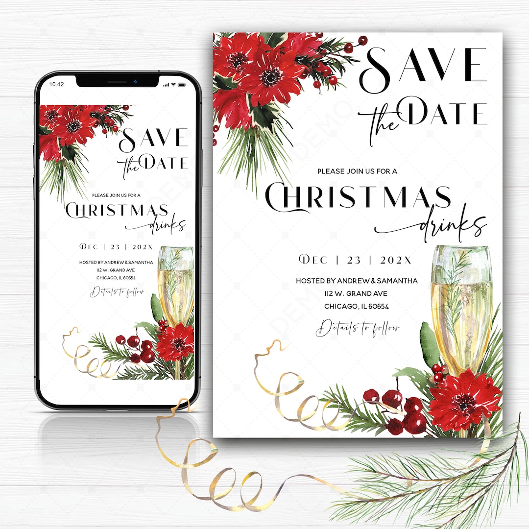 Save the Date Templates Christmas Party, Christmas Party Save the Date ...