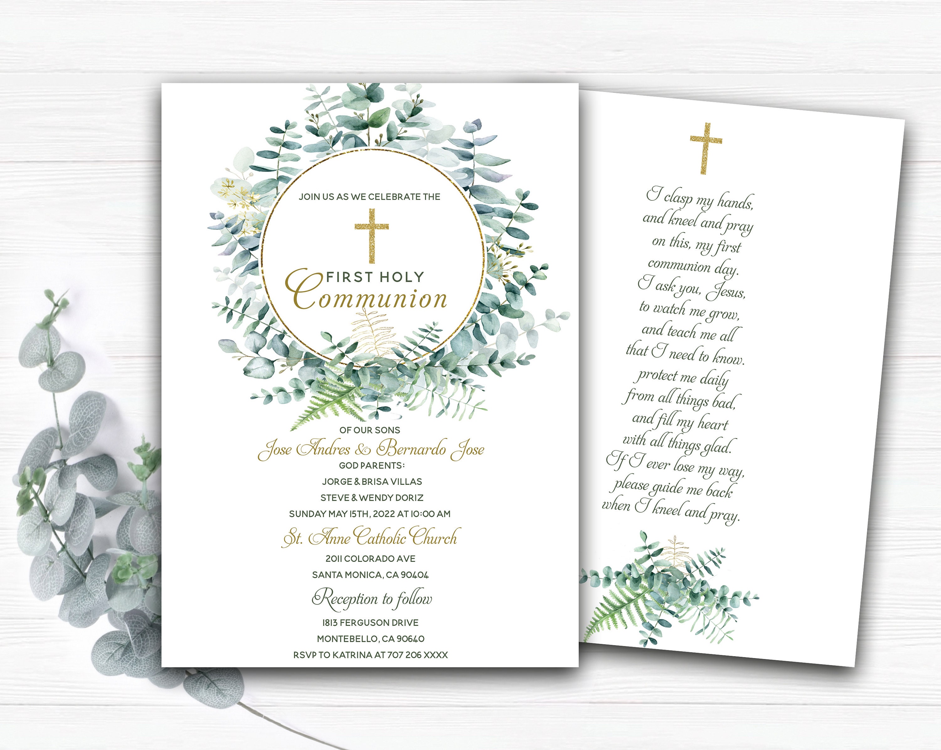 Twin Communion Invitations, Twin First Communion Invitations, Boy Girl ...