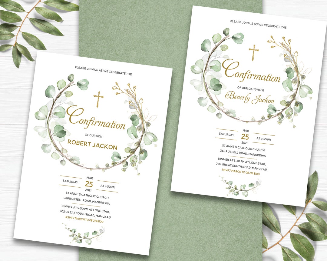 Printable Confirmation Boy, Girl Invitation Cards, Confirmation ...