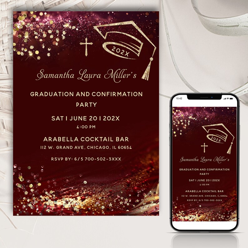 Graduation and Confirmation Invite Template, Printable Graduation and ...