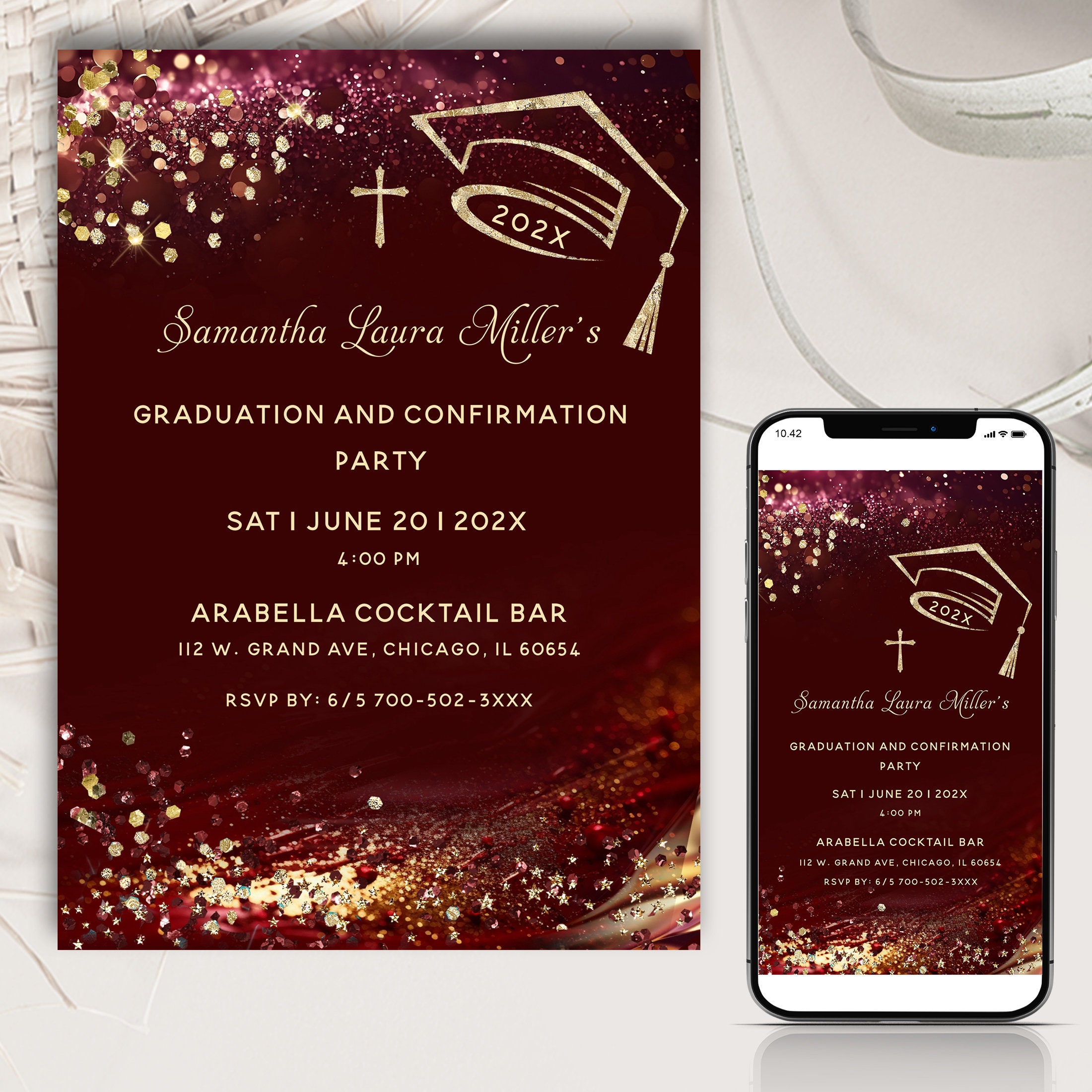 Graduation and Confirmation Invite Template, Printable Graduation and ...