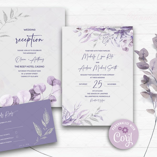 Lavender and Gray Wedding Invitations - Etsy