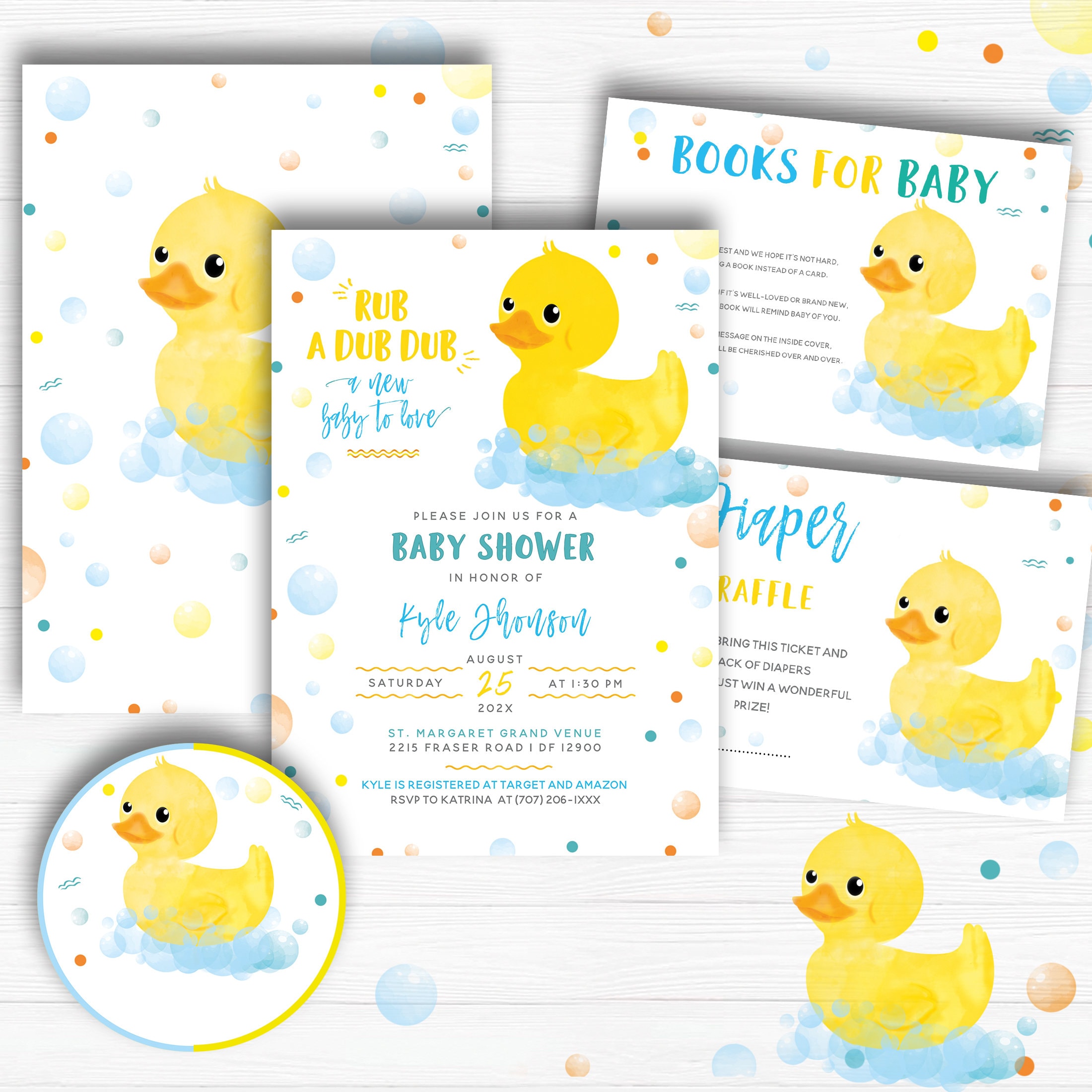 Invitaciones Para Baby Shower De Patitos De Goma Ducky Con Forma De