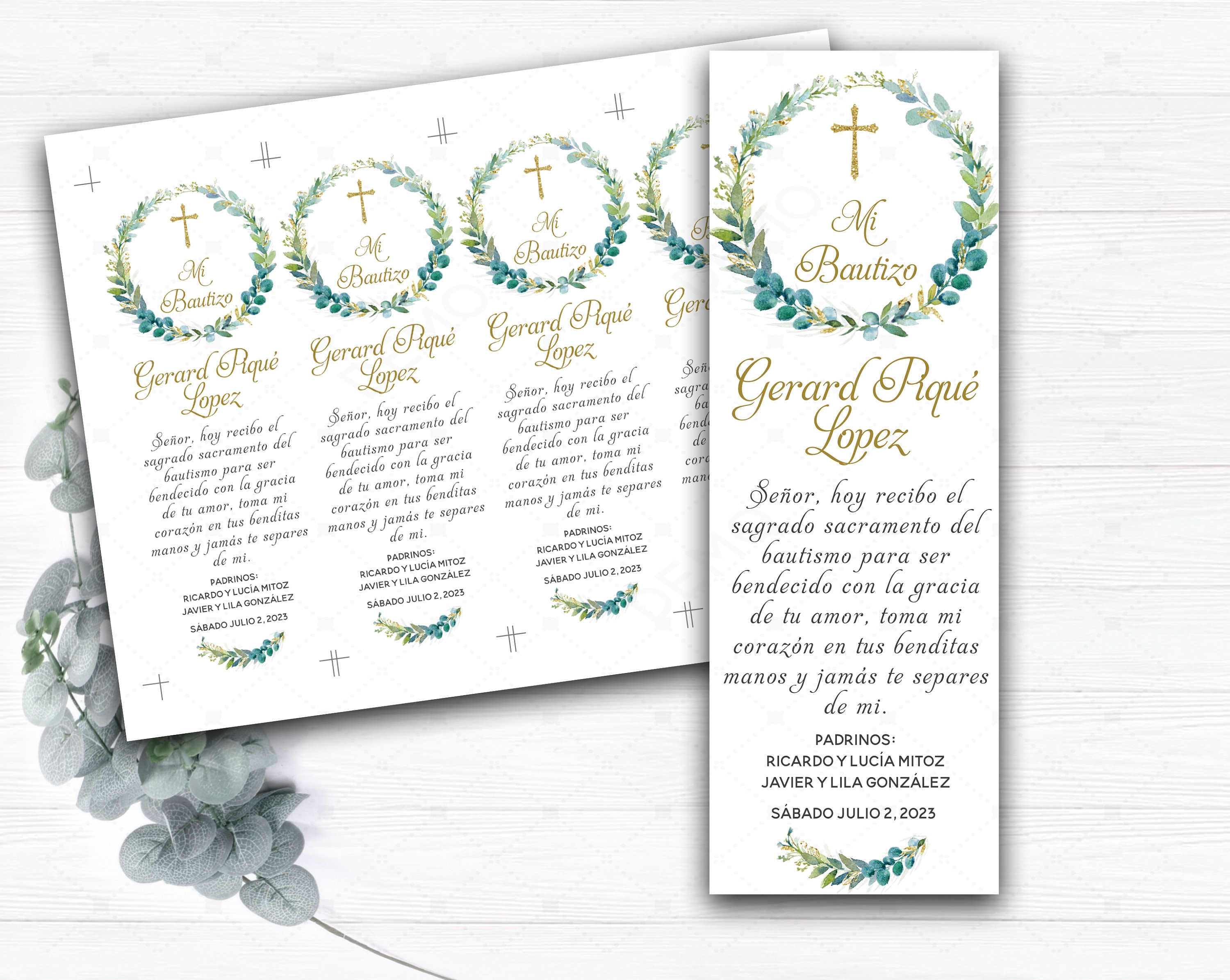 Oraciones Cortas Bautizo, Mi Bautizo Tarjeta de oración, Tarjeta de ...