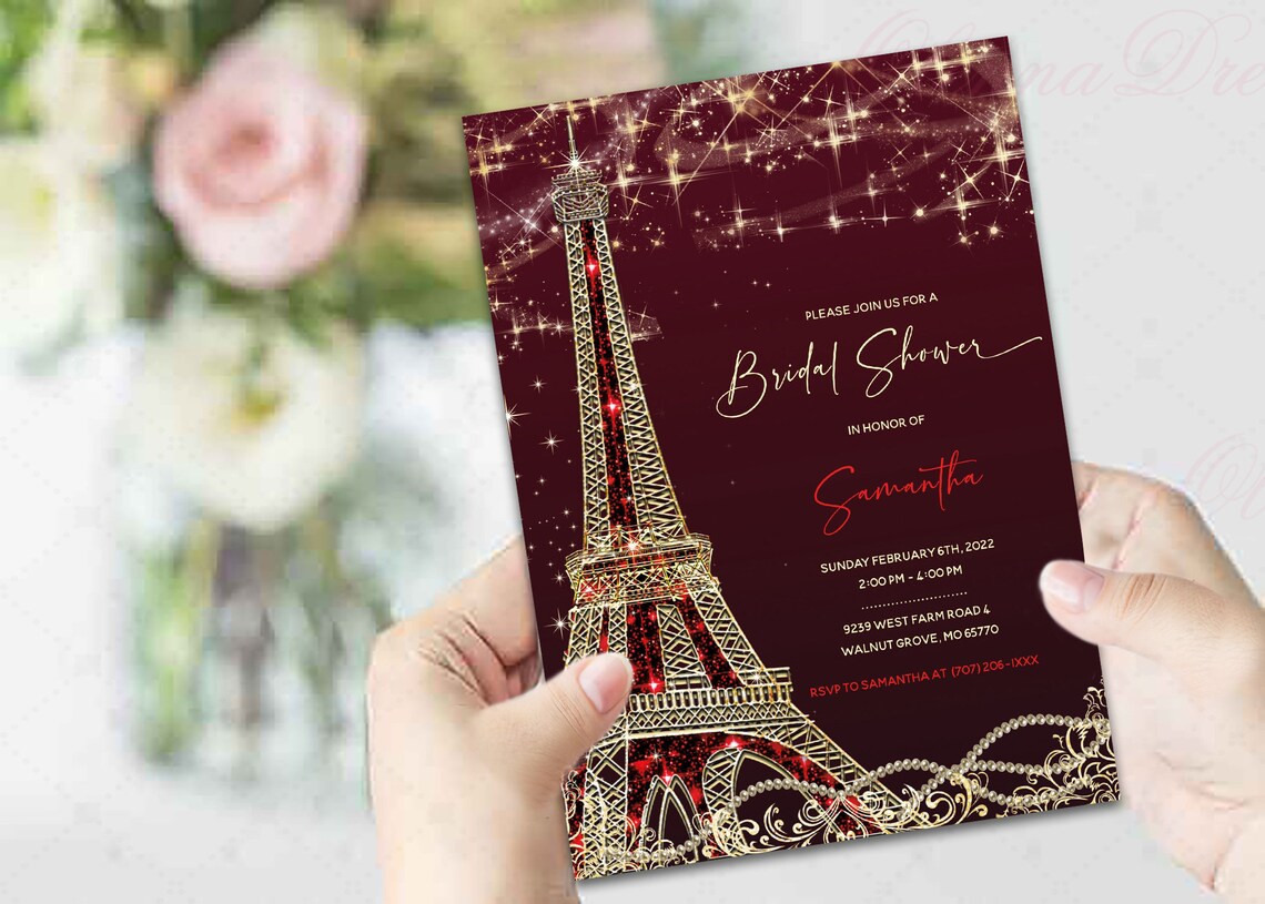 Invitations Paris Theme, Paris Theme Bridal Shower Invitations, Paris ...
