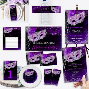 Masquerade Party Welcome 16 X 20 Sign, Black and Purple Masquerade ...