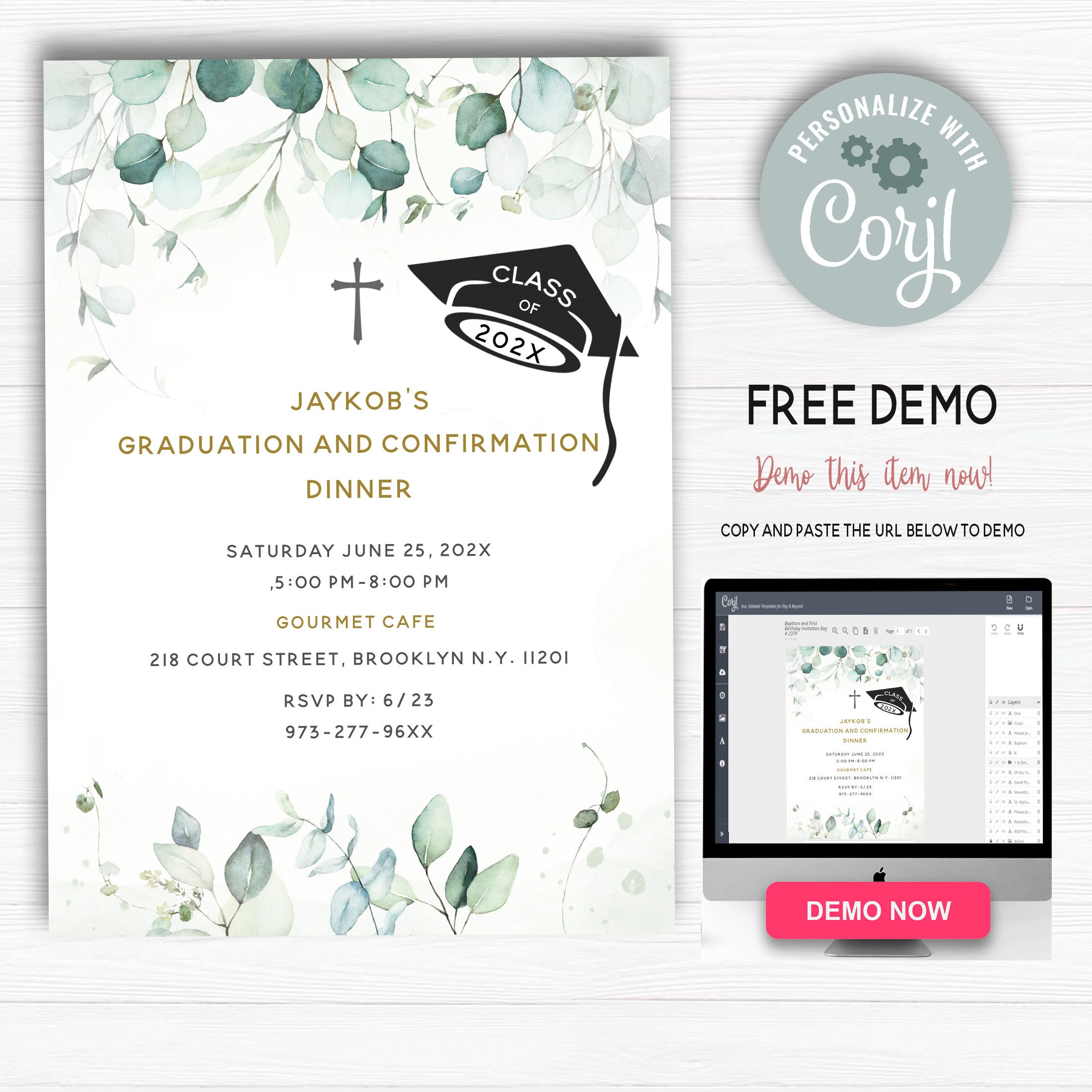 Graduation and Confirmation Invite, Printable Graduation and ...