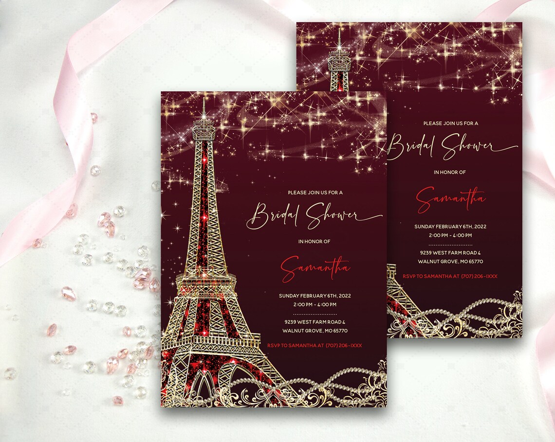 Invitations Paris Theme, Paris Theme Bridal Shower Invitations, Paris ...