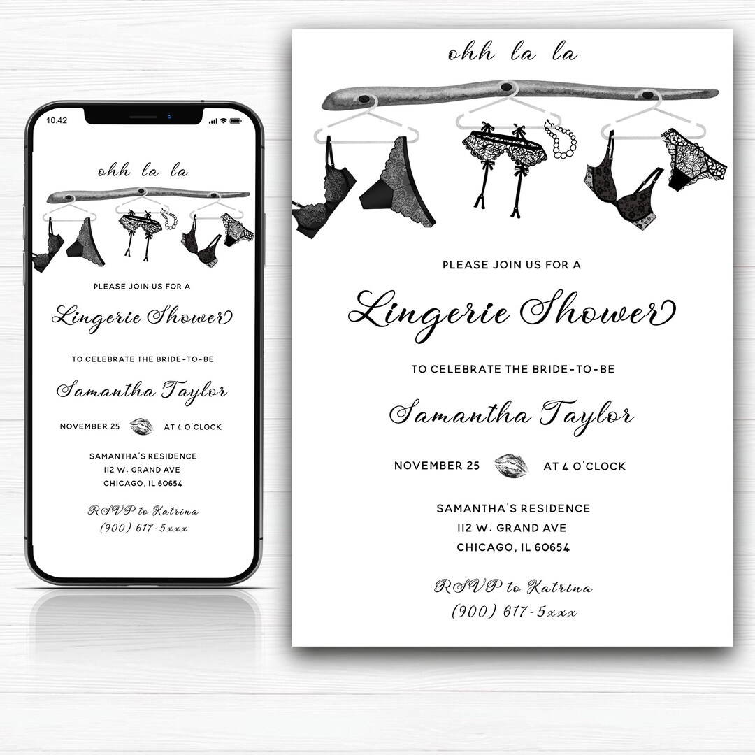 Black And White Lingerie Shower Invite Lingerie Shower Etsy