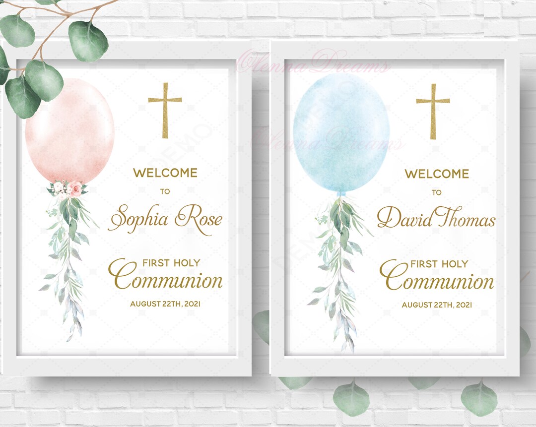 Personalized First Holy Communion Welcome, First Communion Sign Girl ...