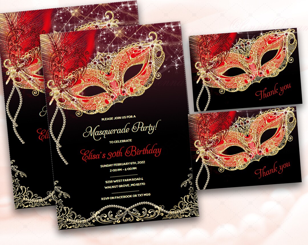 Editable Themes for Masquerade Party, Birthday Masquerade Party ...