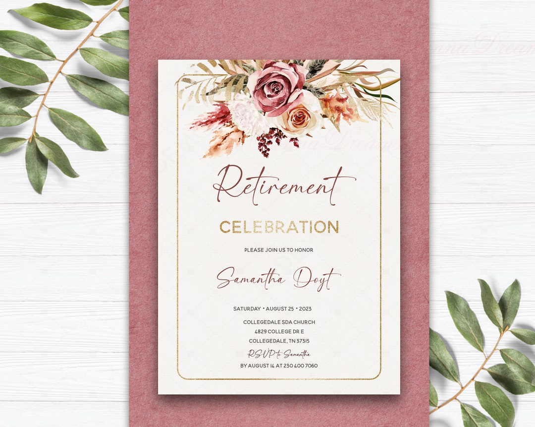 Retirement Party Invitations Templates, Boho Invitations for a ...