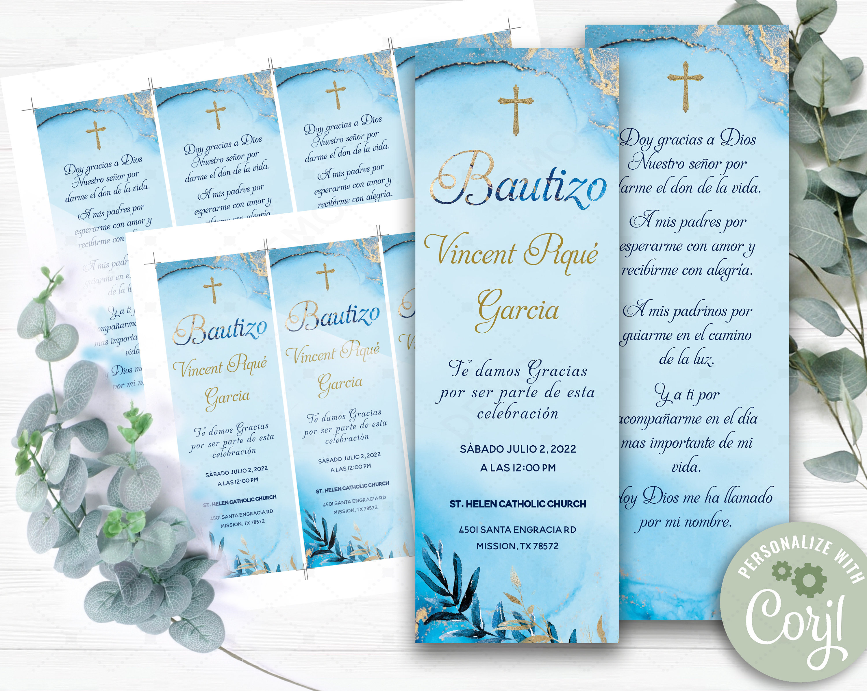 Oraciones Cortas Bautizo, Mi Bautizo Tarjeta de oración, Tarjeta de ...