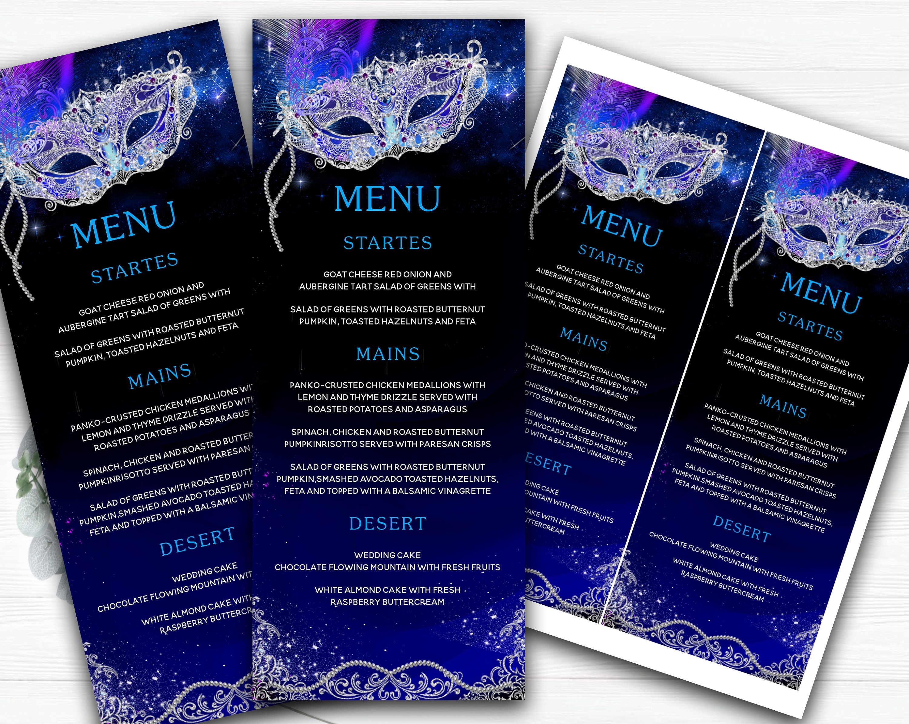 Editable Themes for Masquerade Party Menu Birthday Masquerade - Etsy