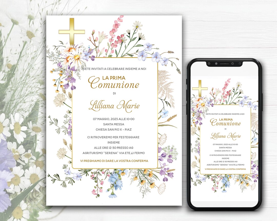 Primera Comunion Invito, First Communion Invitation Template ...