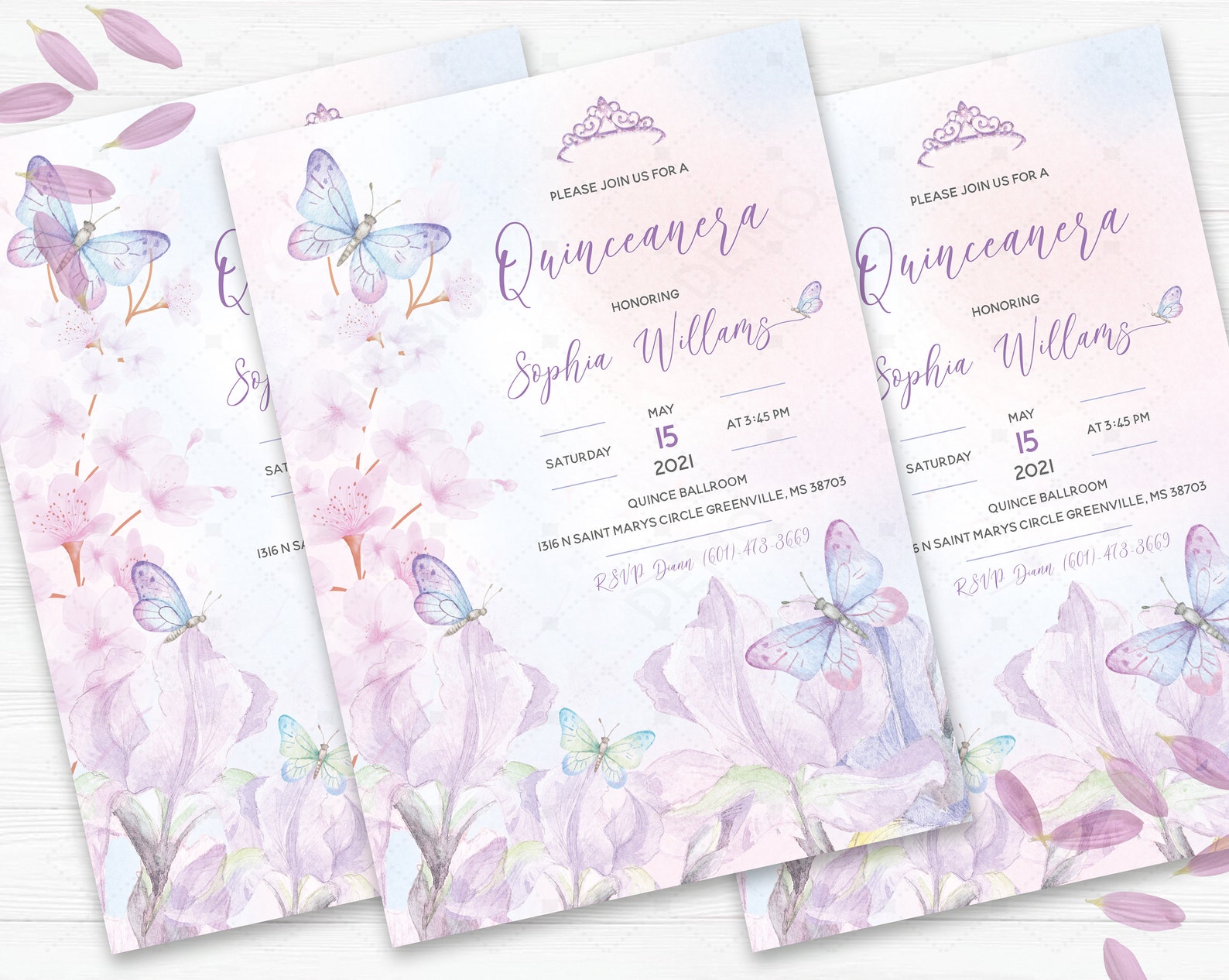Butterfly Themed Quinceanera Invitations, Butterfly Quinceanera ...