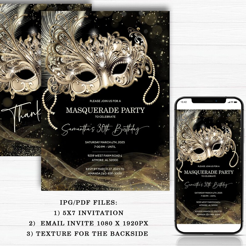 Masquerade Invites - Etsy