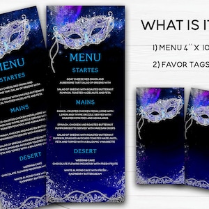 Editable Themes for Masquerade Party Menu, Birthday Masquerade Party ...