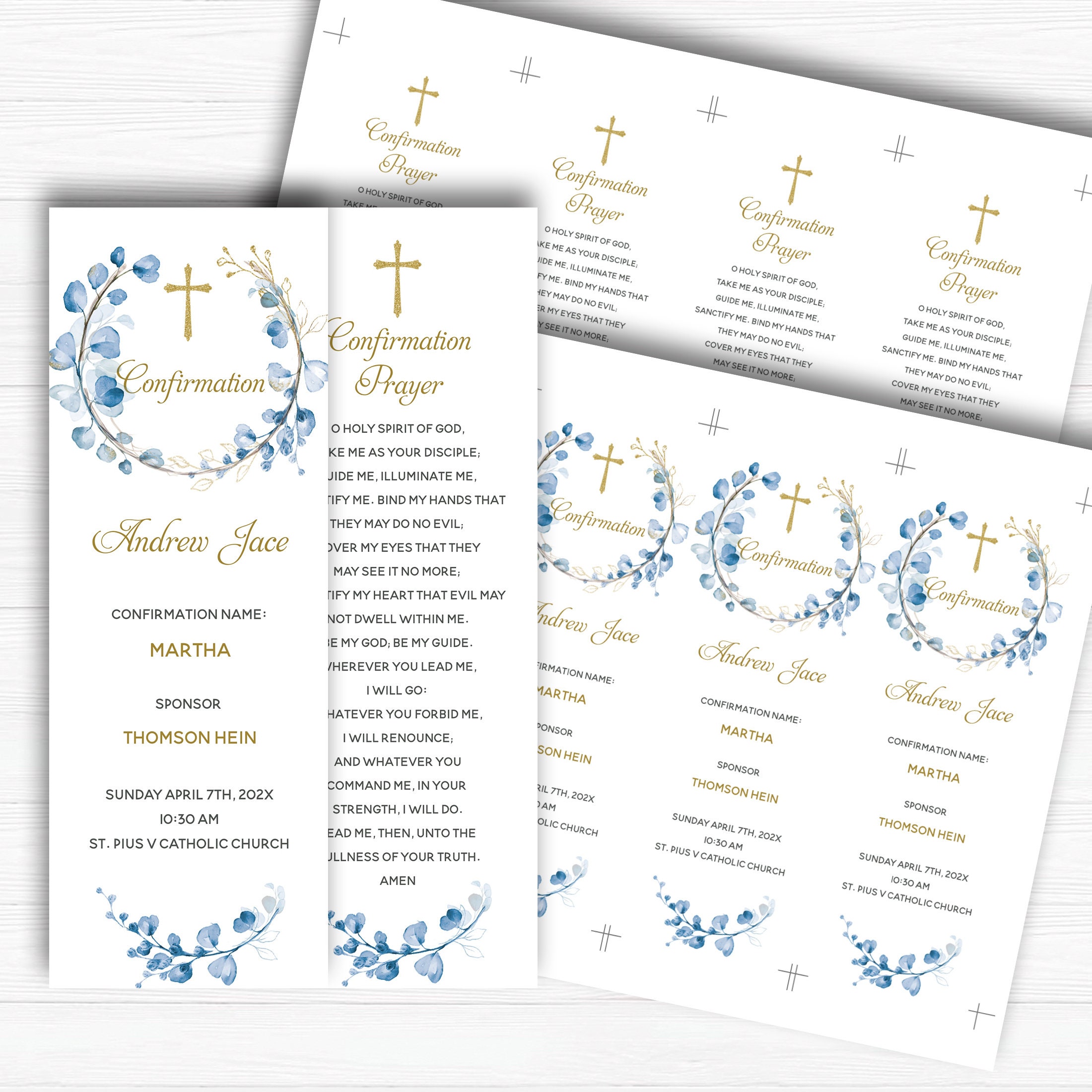 Printable Confirmation Boy Bundle, Personalized Confirmation Blue Boy ...