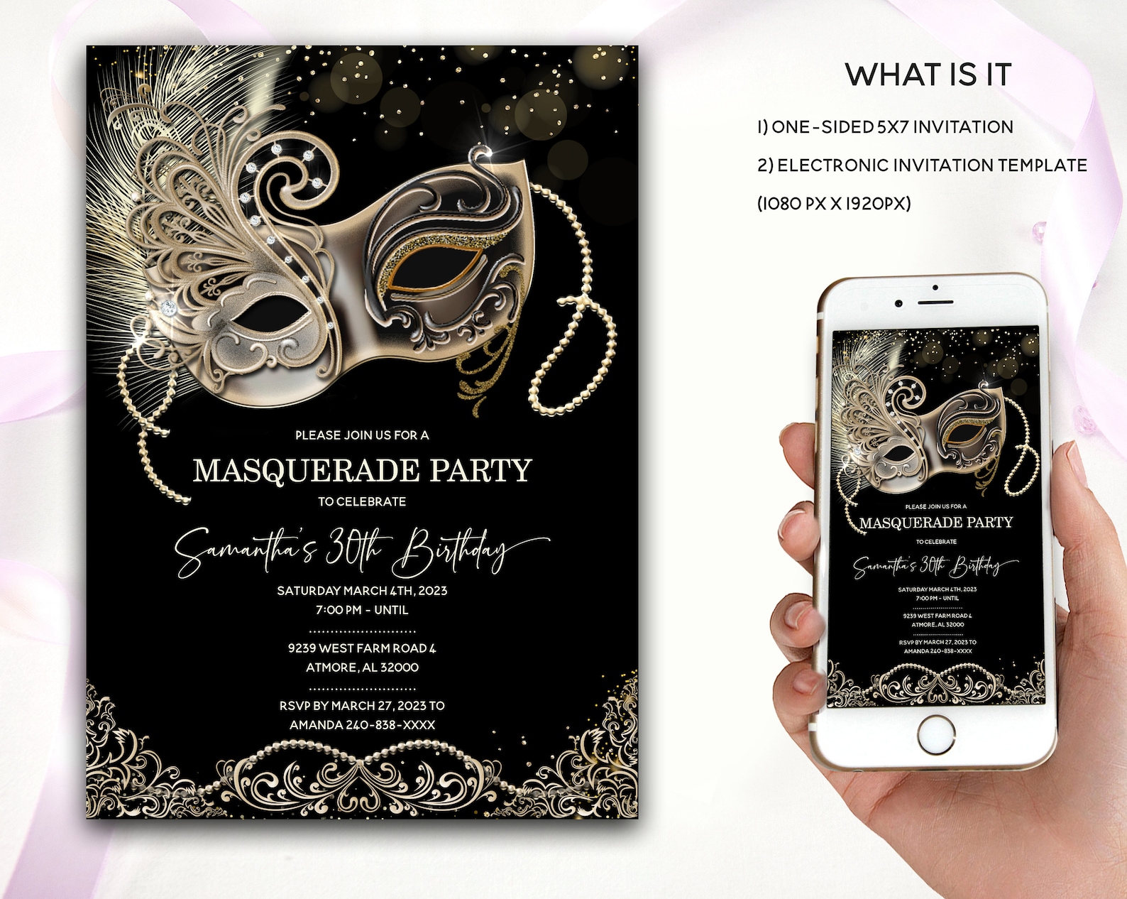 Editable Themes for Masquerade Party, Birthday Masquerade Party, Masquerade Ball Invitation ...