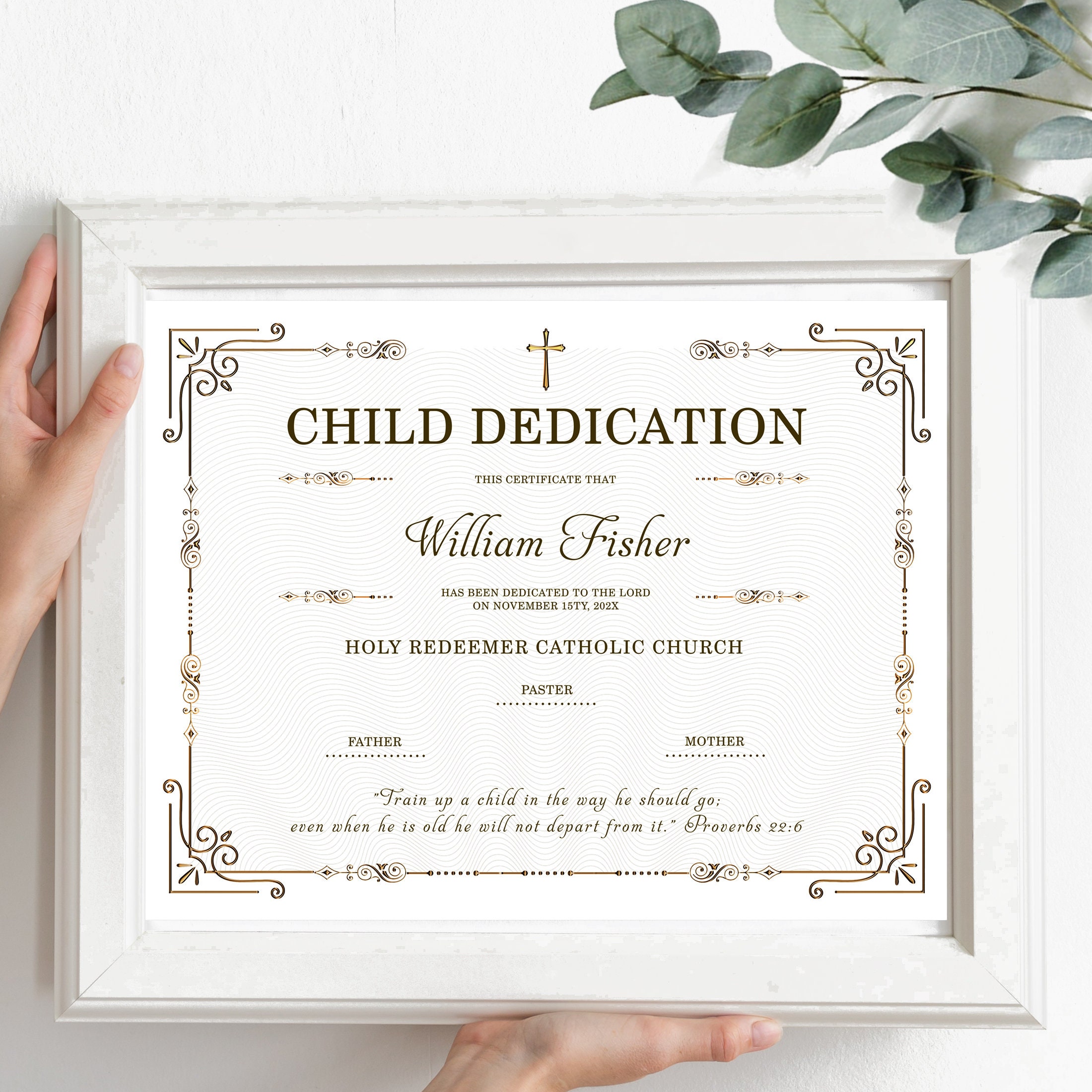 Custom Dedication Certificate Templates Printable Personalized ...