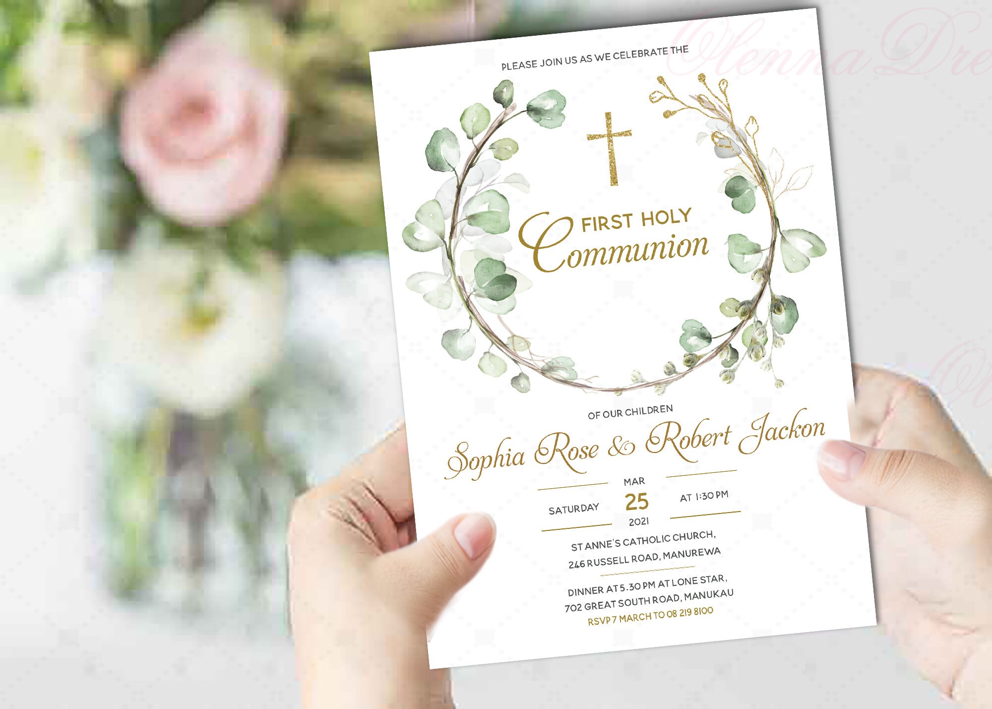 Twin Communion Invitations First Communion Invitation - Etsy