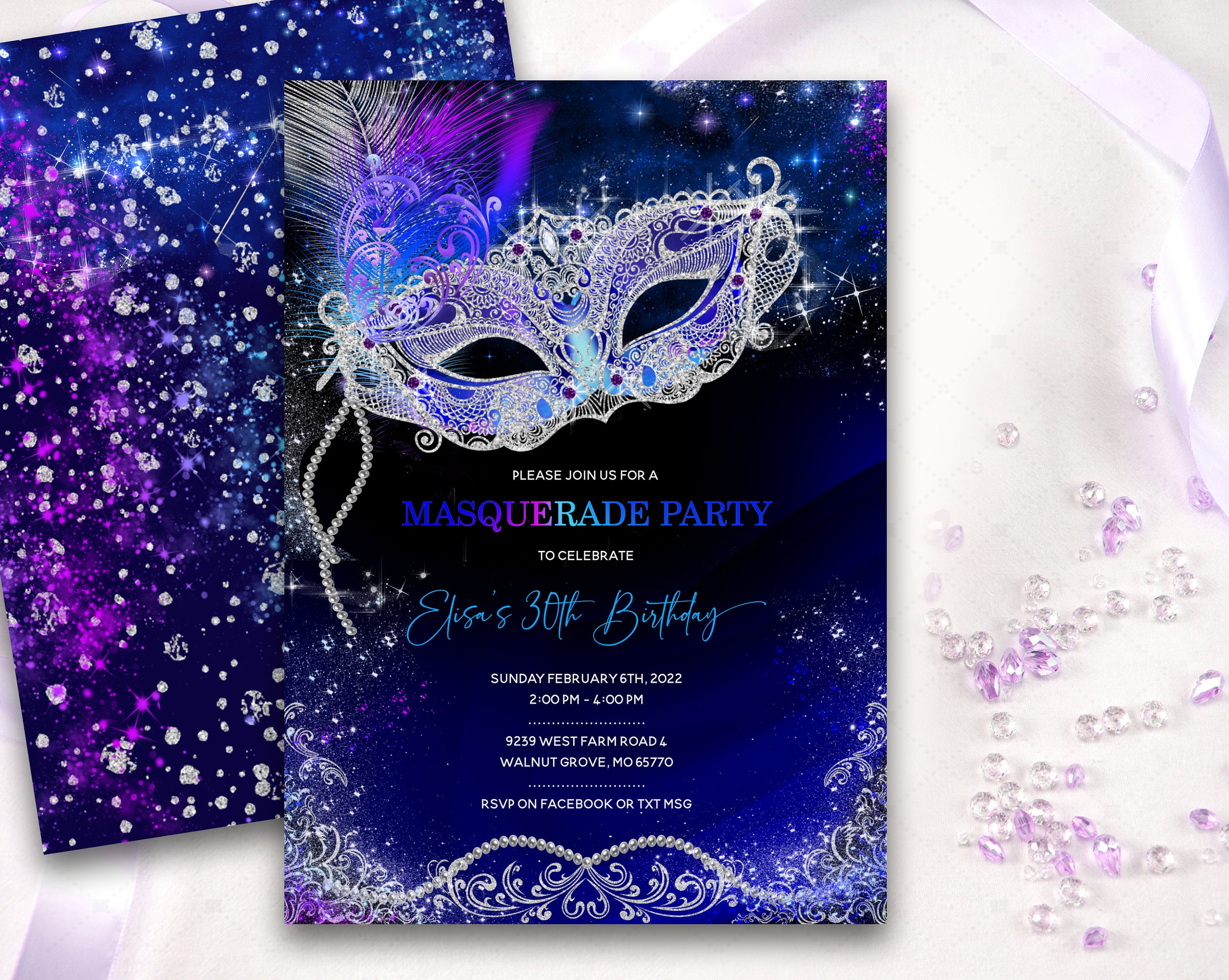 Editable Themes for Masquerade Party Birthday Masquerade - Etsy