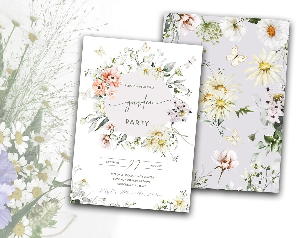 EDITABLE Garden Party Invitation Garden Boho Party Invitation - Etsy