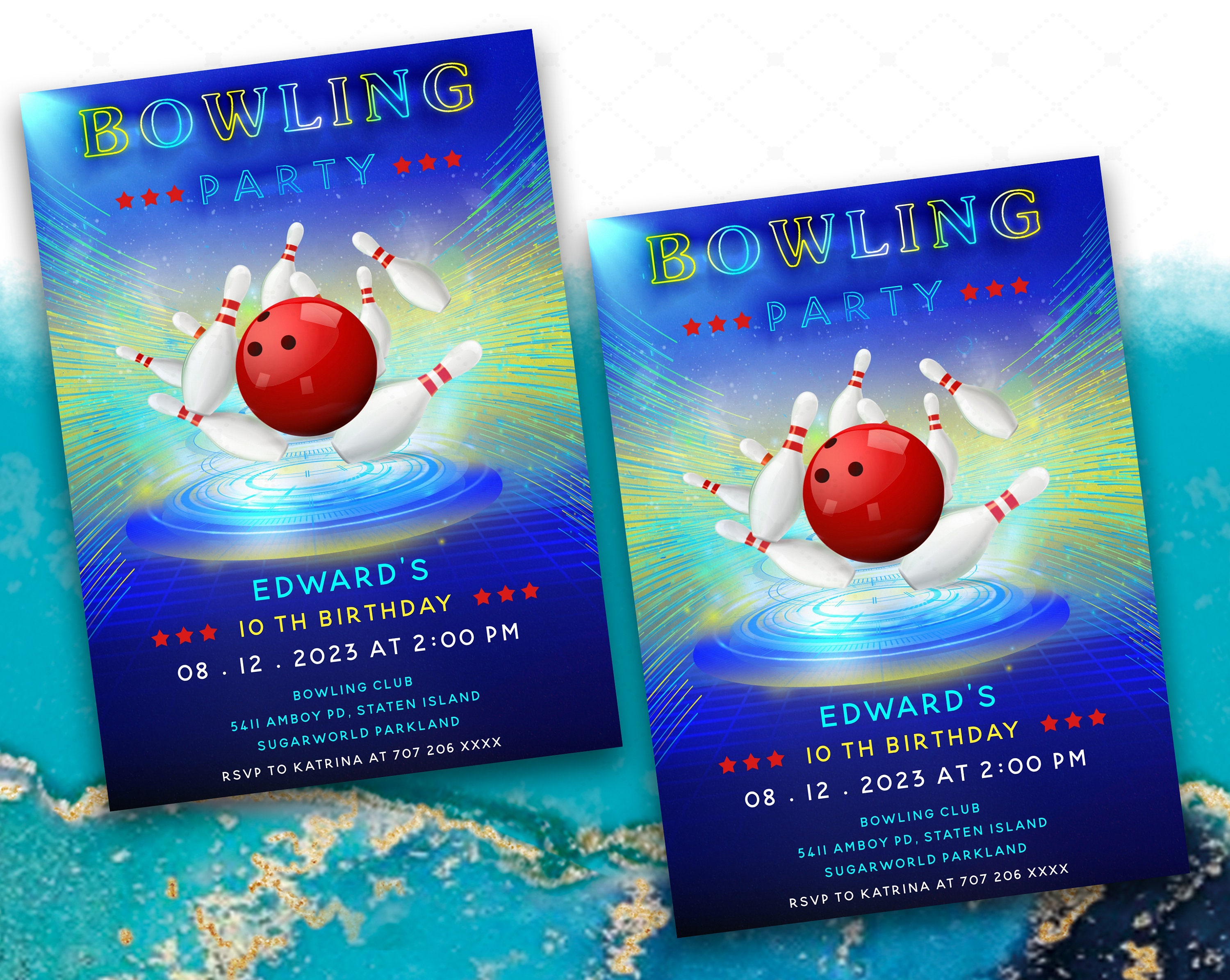 Bowling Birthday Party Invitation Bowling Invitation Boys - Etsy