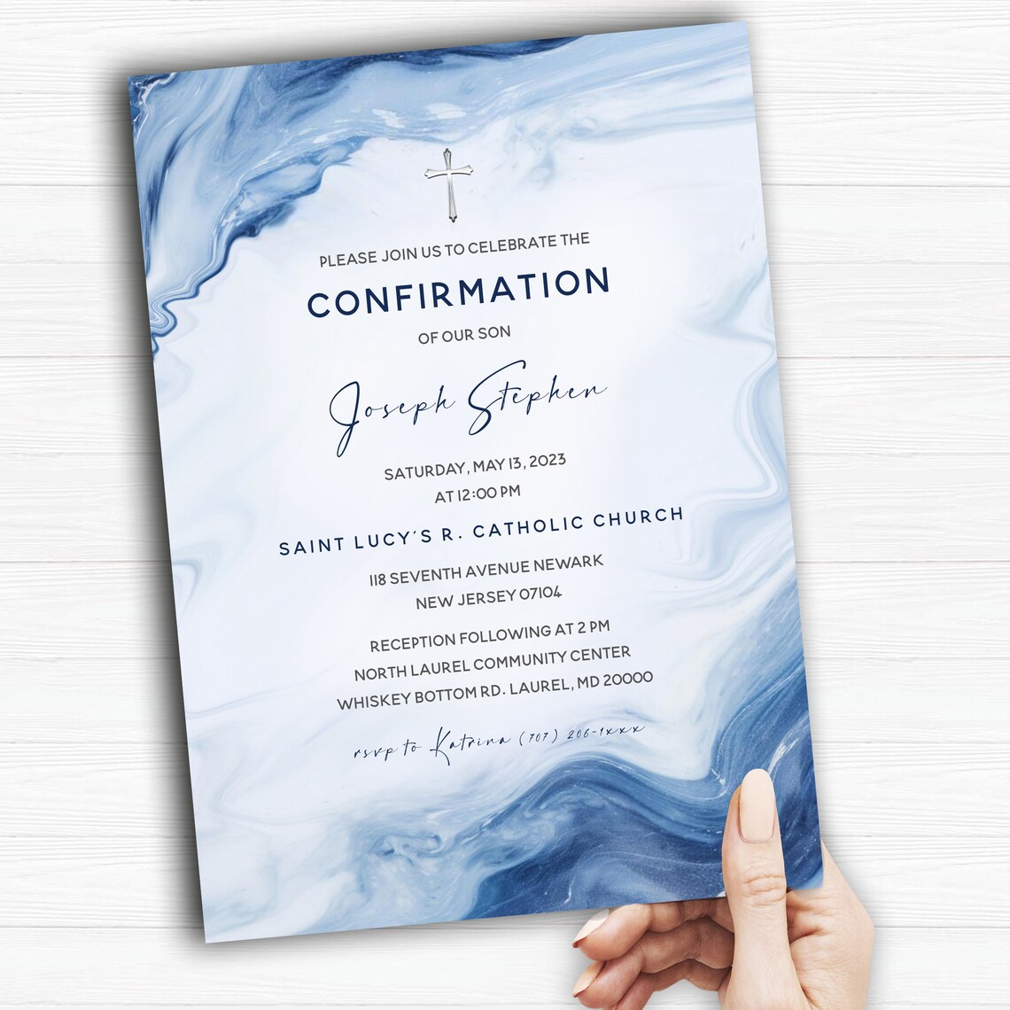 Custom Boy Confirmation Invitation Cards, Religious Confirmation ...