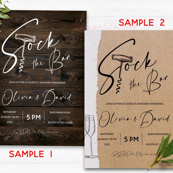 Elegant Stock the Bar Party Invitations - Etsy