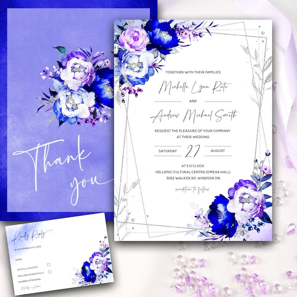 Purple Royal Wedding Invitation - Etsy