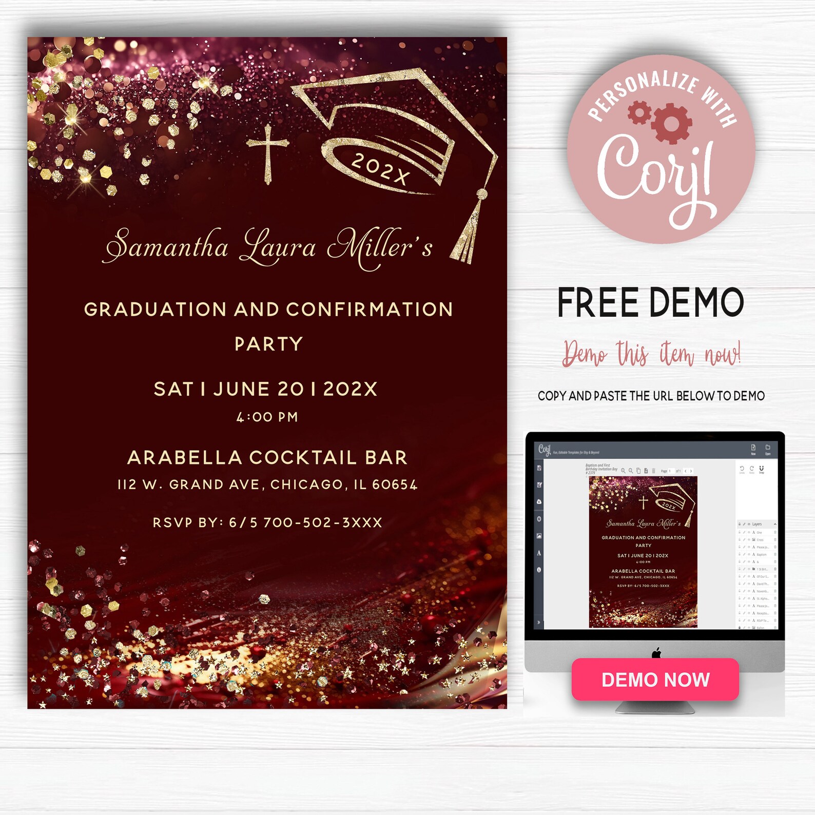Graduation and Confirmation Invite Template, Printable Graduation and ...