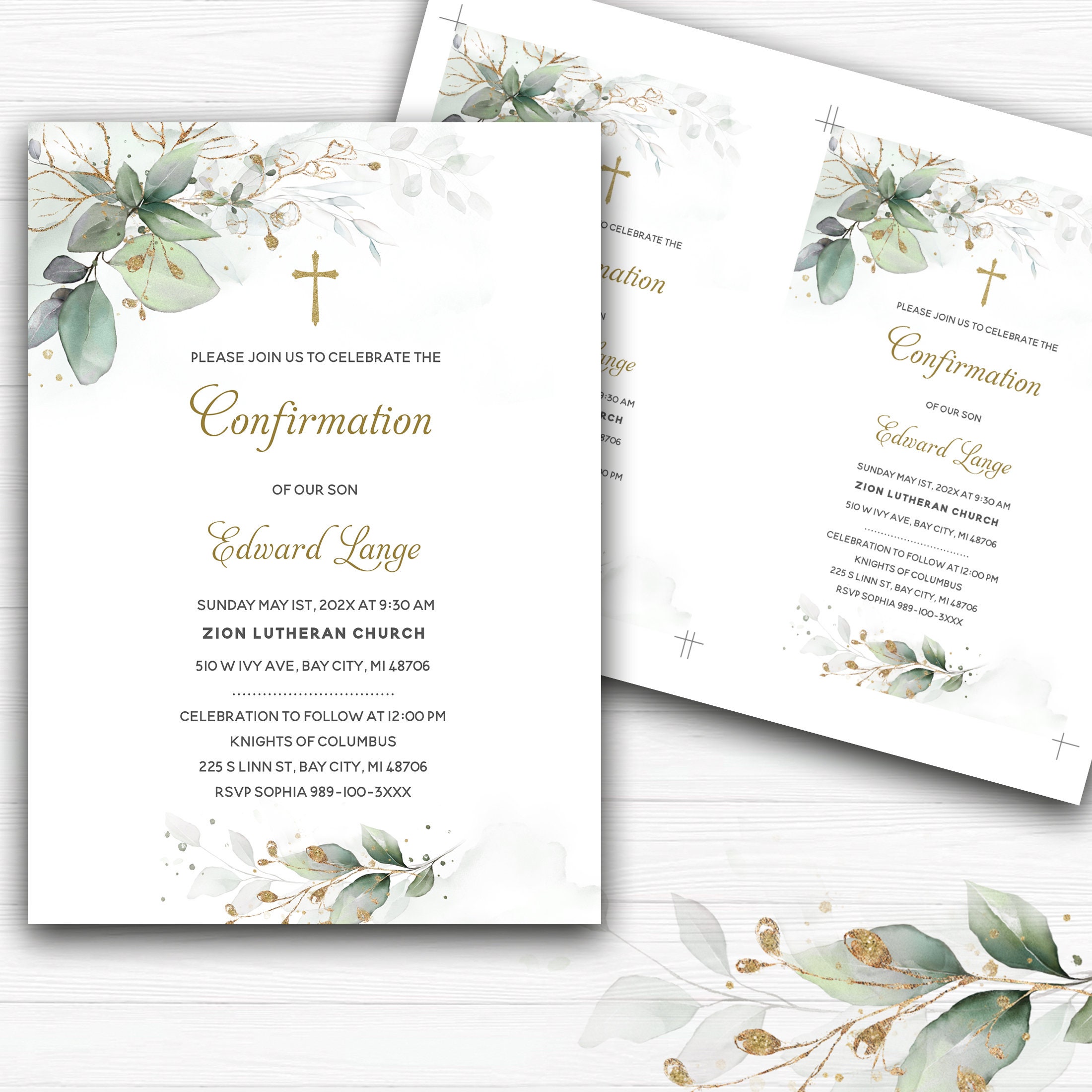 Printable Catholic Confirmation Invitation Cards, Confirmation Invite ...