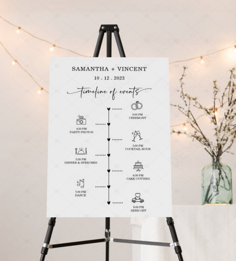 Simple Wedding Timeline Poster Template, Modern Wedding Order of Events ...