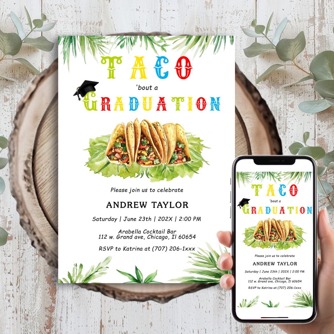 Taco Graduation Party Invitation, Fiesta Graduation Party Invitations ...