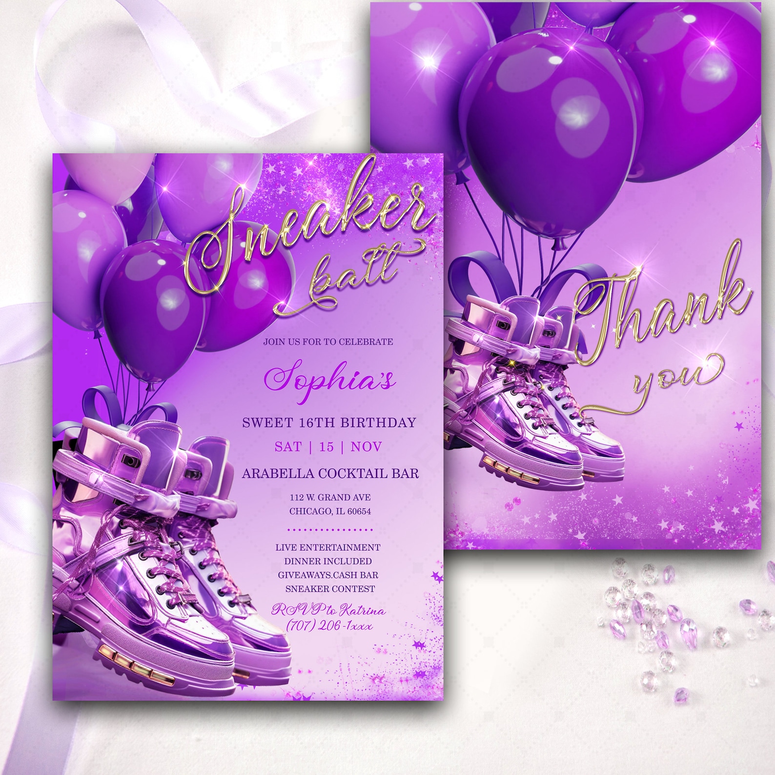 Purple Sneaker Ball Birthday, Sneaker-themed Sweet 16 Party, Custom ...