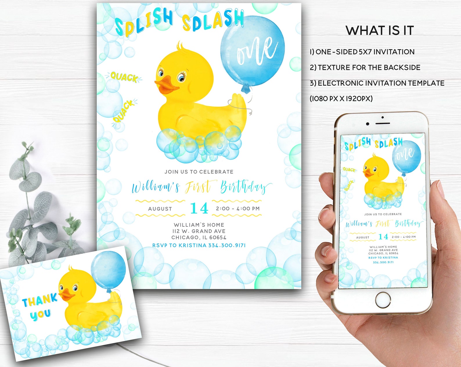 Rubber Duck Birthday Invitation, Printable Rubber Duck Invitation ...