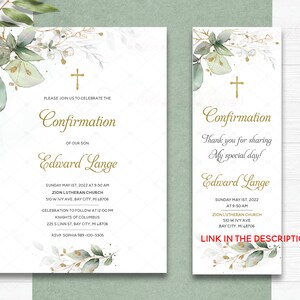Printable Catholic Confirmation Invitation Cards Confirmation | Etsy
