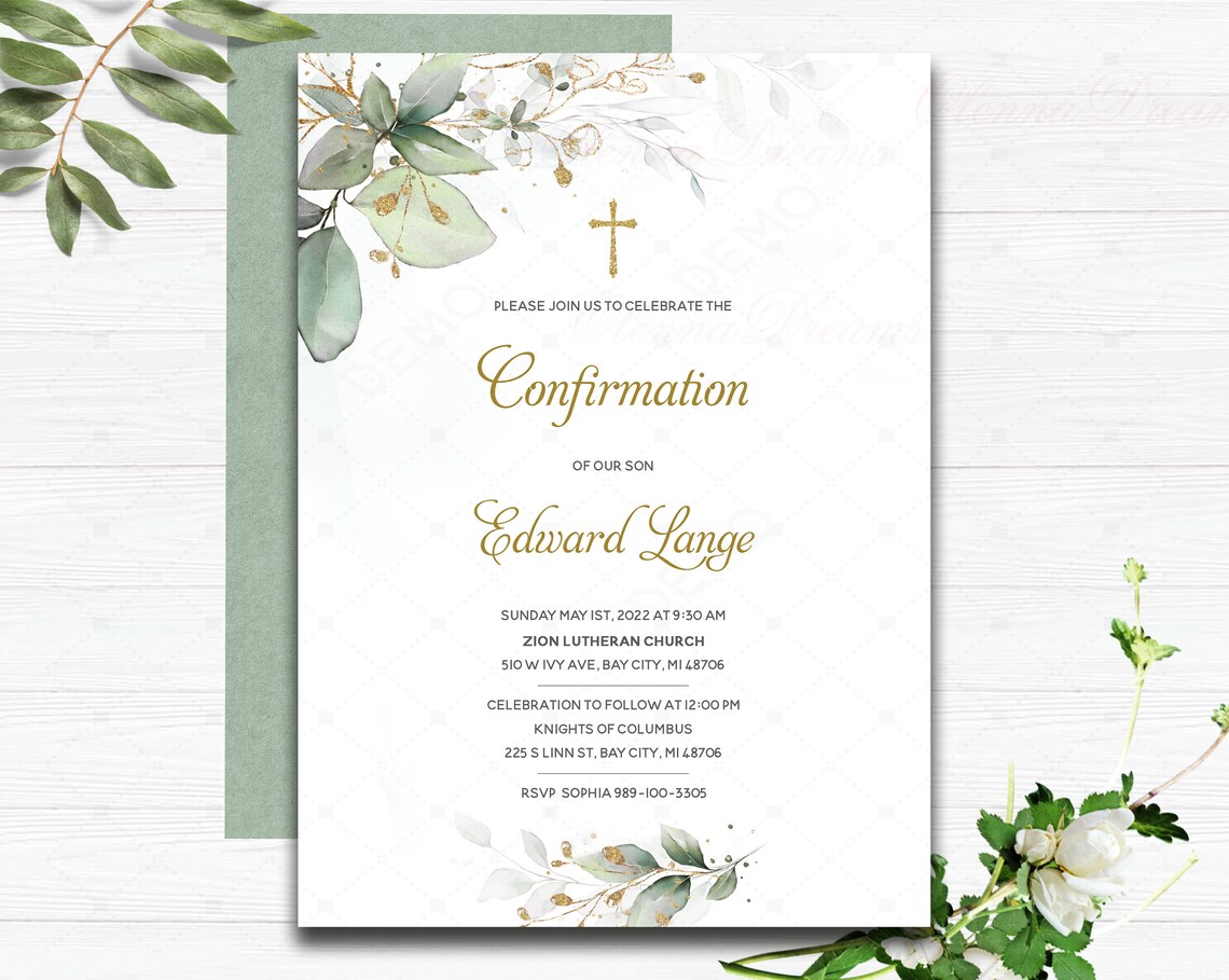 Printable Catholic Confirmation Invitation Cards, Confirmation ...