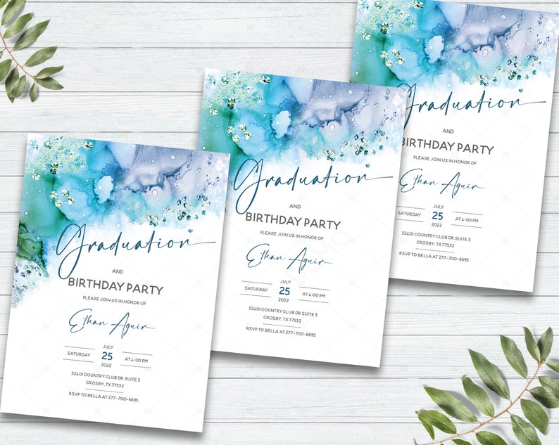 Graduation Birthday Party Invitation Personalized Graduation | Etsy
