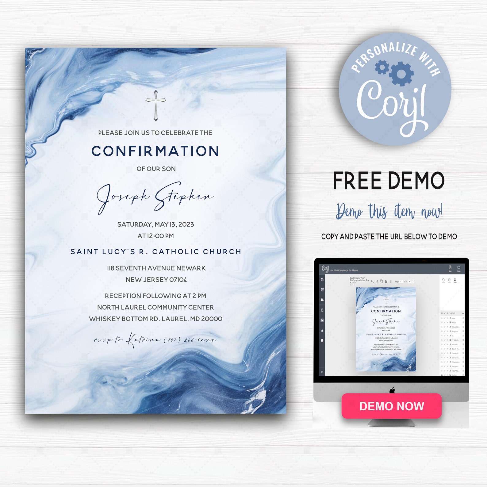 Custom Boy Confirmation Invitation Cards, Religious Confirmation ...