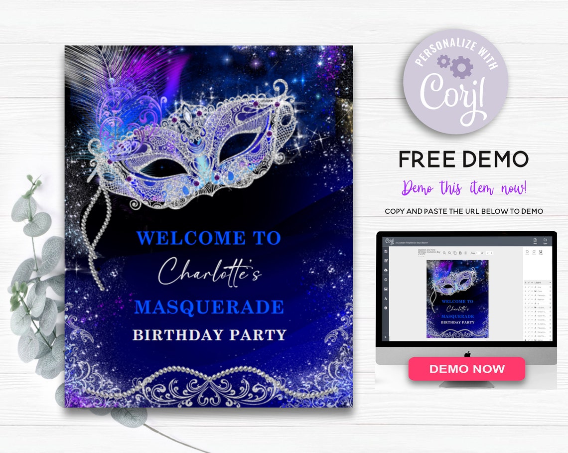 Masquerade Party Welcome 16 X 20 Sign, Masquerade Birthday Party ...