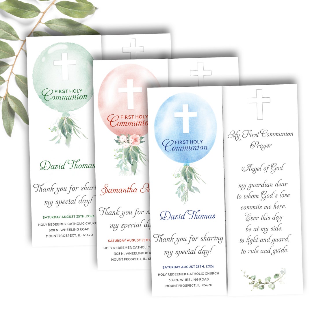First Communion Prayer Card, First Communion Cards and Bookmarks,prayer ...