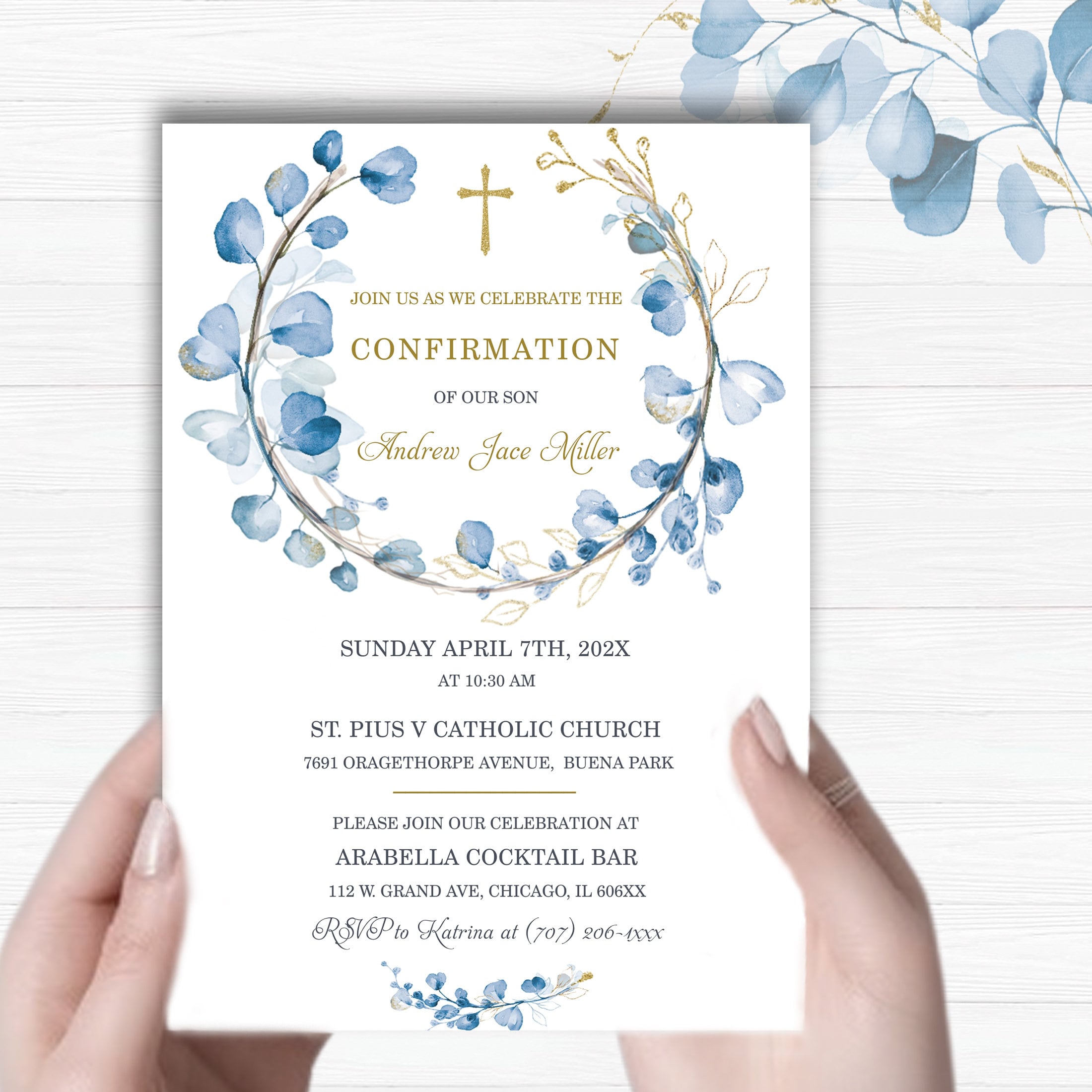 Printable Confirmation Boy Bundle, Personalized Confirmation Blue Boy ...